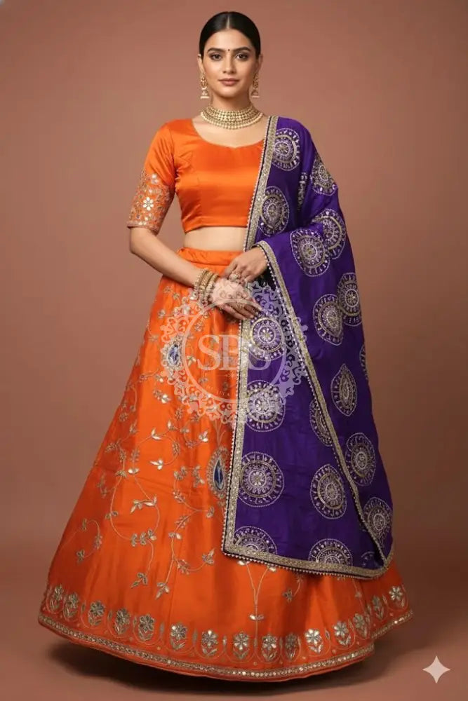 Pure Gazi Silk Lehenga with Jal Handwork with Chakari Dupatta – sbsjaipur